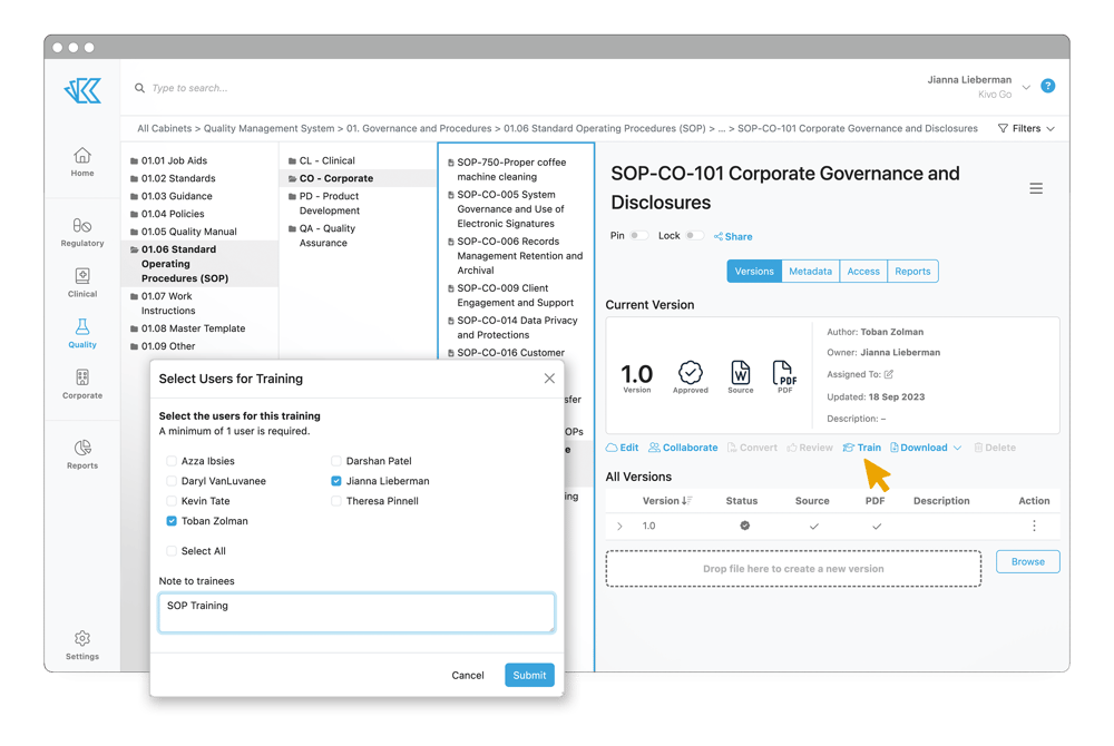 GxP Document Control Software | Compliance Solutions | Kivo