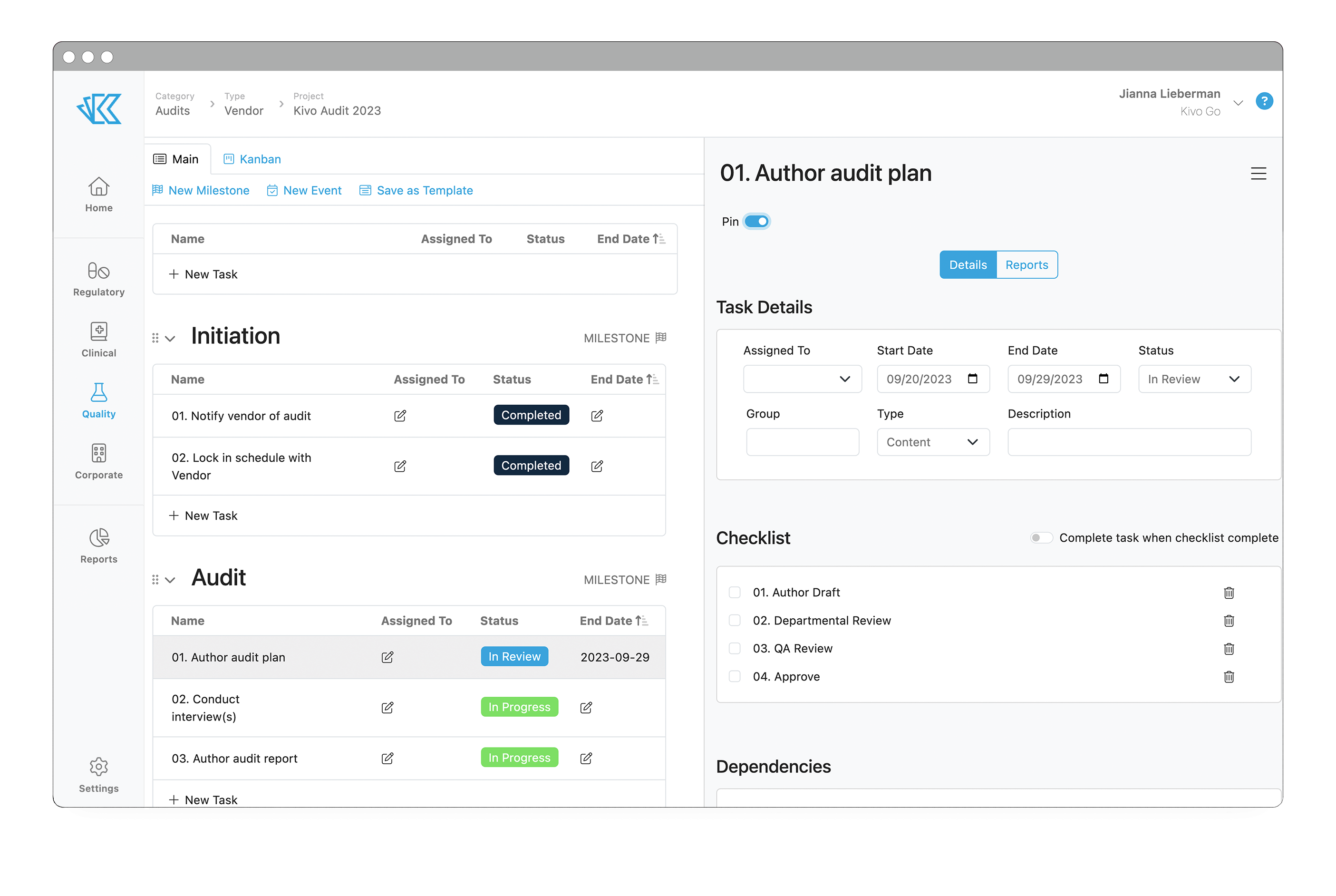 Accelerate Vendor Audits with Kivo QMS | Designed for Life Sciences
